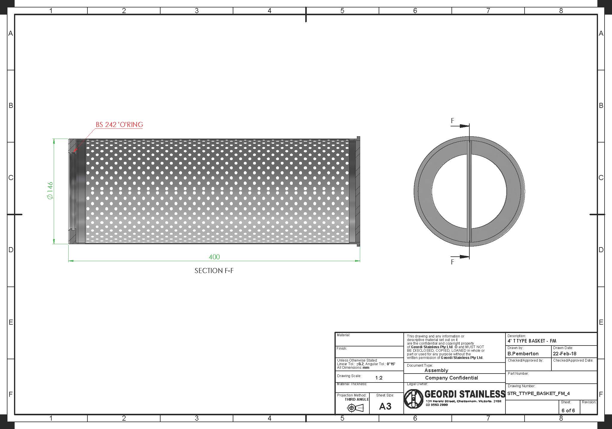 Strainer Basket Dimensions
